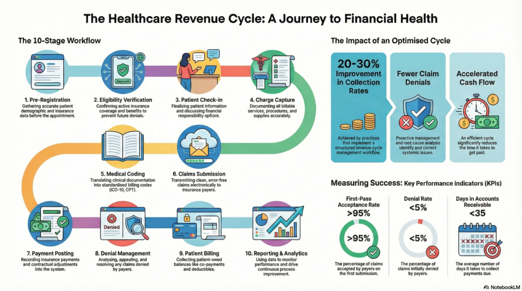 Healthcare Revenue Cycle Flowchart: Registration to Payment